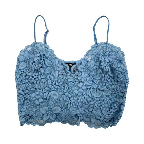 Express | Tops | Express Blue Adjustable Strap Lace Crop Tank Top Vneck ...